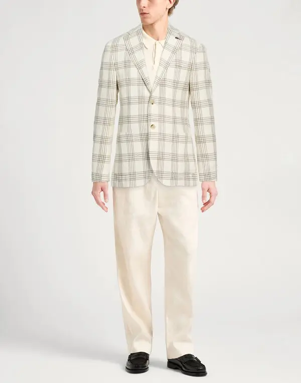 PAOLONI Blazer Size Cotton, Linen, Virgin Wool - Ivory