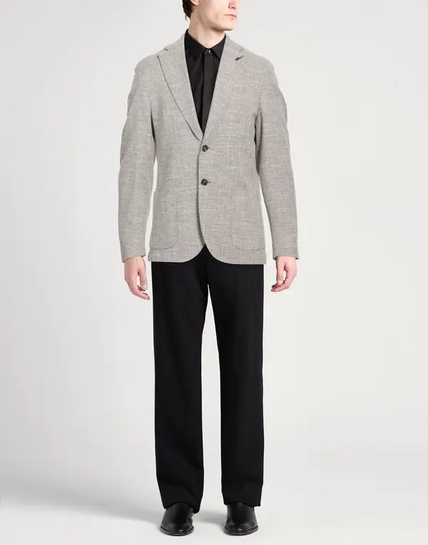 PAOLONI Blazer Size Cotton, Viscose, Linen, Elastane - Grey