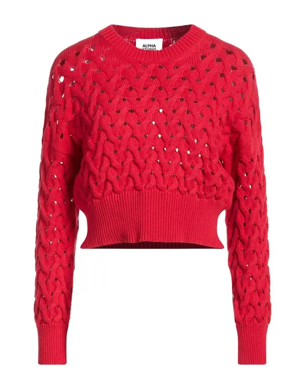 Alpha Studio Crewneck Open-knit Sweater