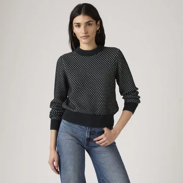 LEVI'S Snowflake Crewneck Pullover Sweater - Anthracite Night