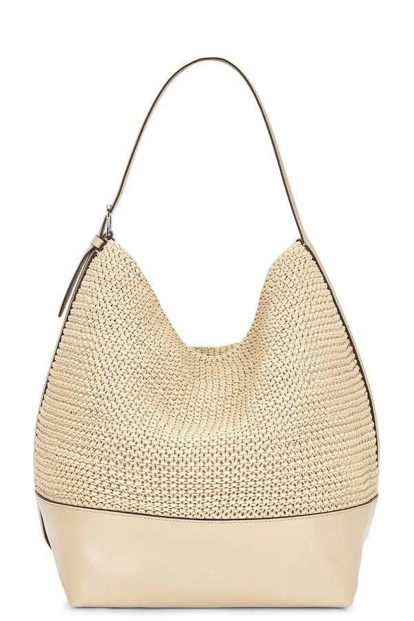 TOTEME Belted Woven Leather Tote Bag In Beige - Fawn