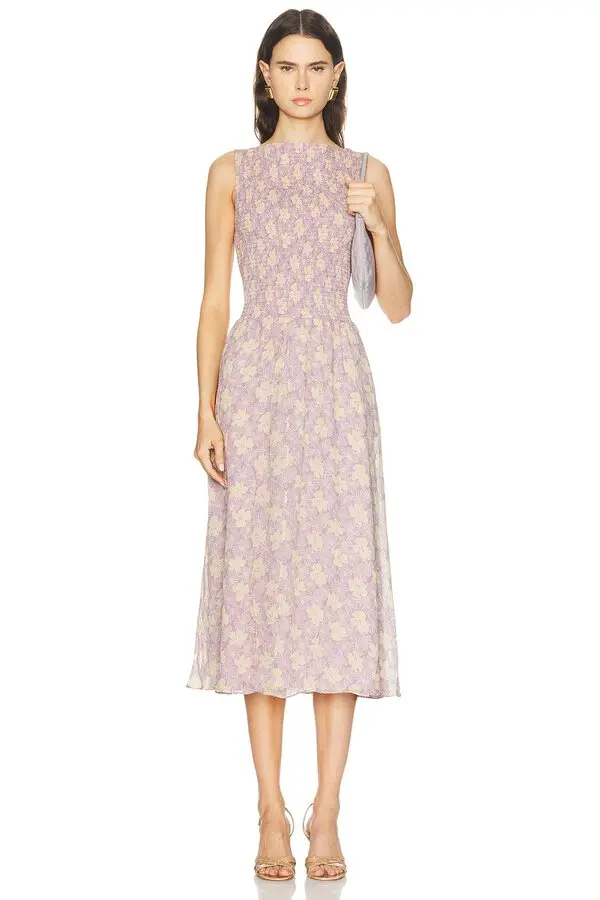 Polo Ralph Lauren Sleeveless Midi Dress In Lavender - 2008 Soft Bloom Purple & Yellow