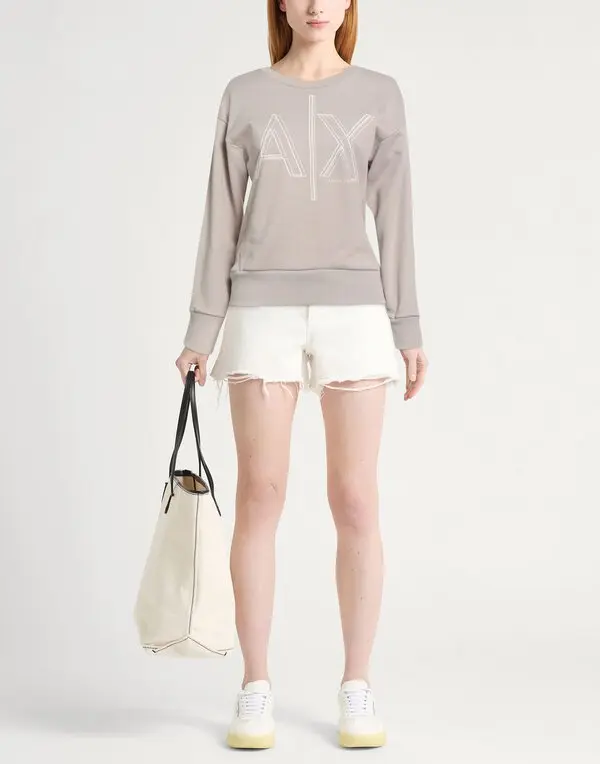 Armani Exchange Sweatshirt In Cotton, Polyester, And Elastane - Beige