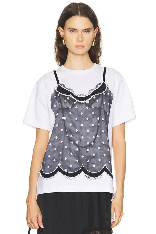 Marc Jacobs Trompe L'oeil Cami Tee In White - White Multi