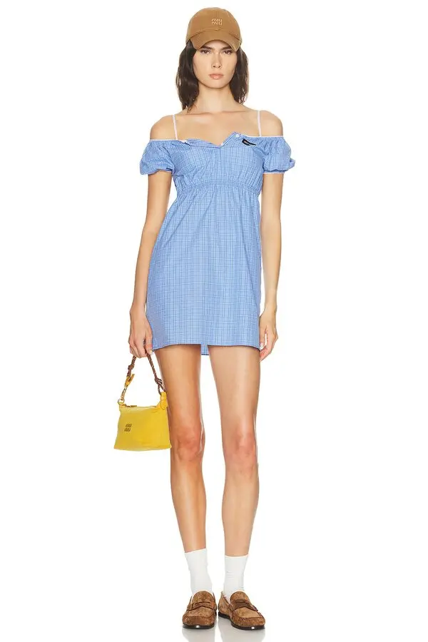 Miu Miu Check Mini Dress - Celeste
