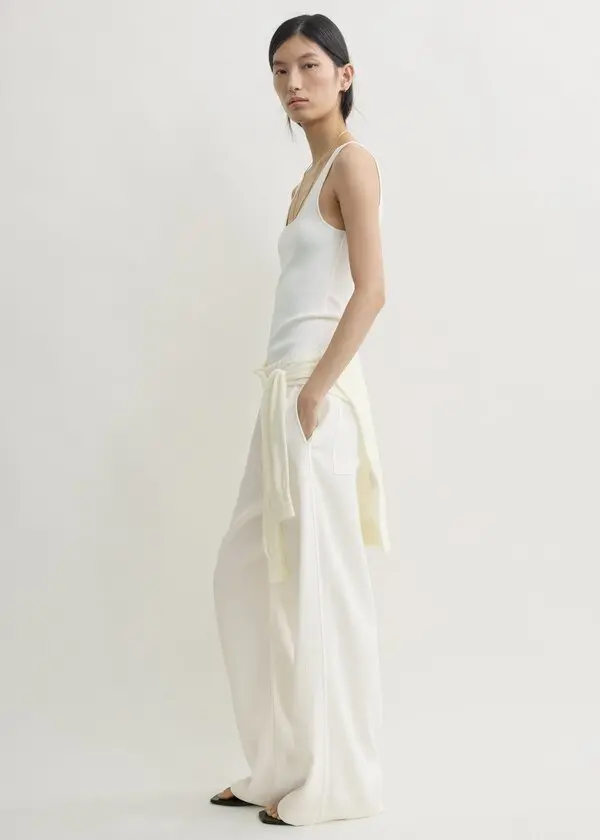 TOTEME Woven Stripe Drawstring Trousers - White