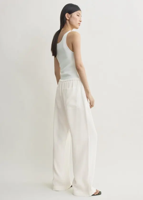 TOTEME Woven Stripe Drawstring Trousers - White