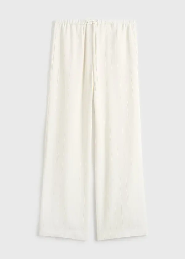 TOTEME Woven Stripe Drawstring Trousers - White