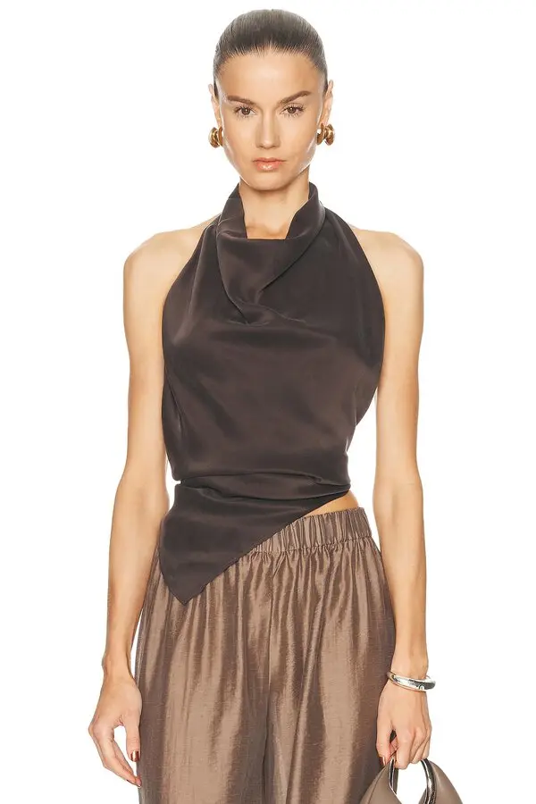 EAVES Frida Silk Top - Ganache