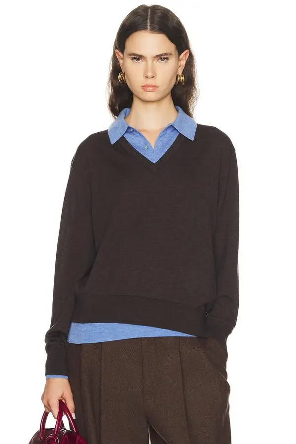 Acne Studios Kascha V-neck Sweater In Chocolate