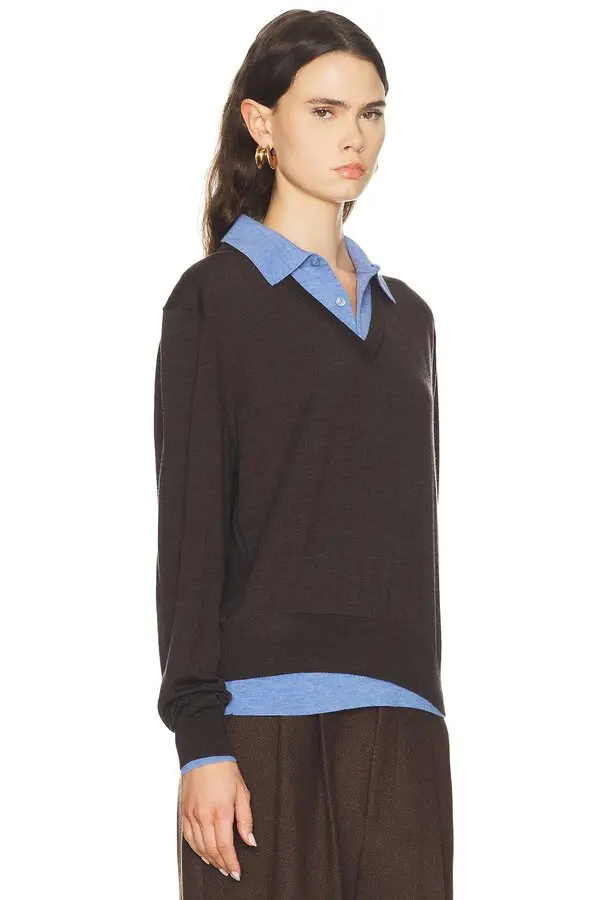 Acne Studios Kascha V-neck Sweater In Chocolate