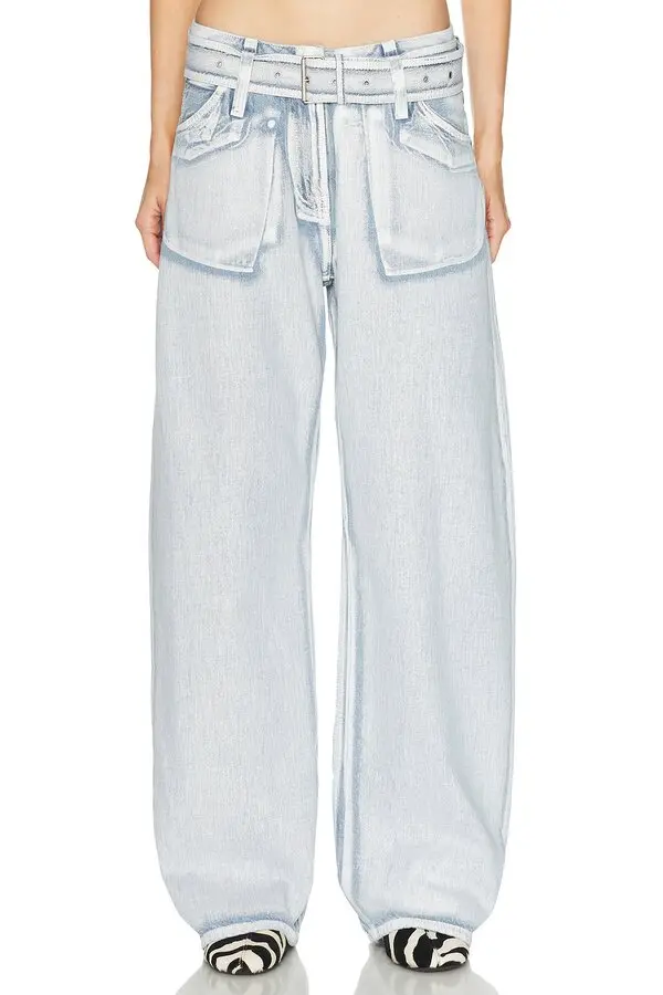 Acne Studios Page Blue Shadow Wide Leg In Blue - Blue & White
