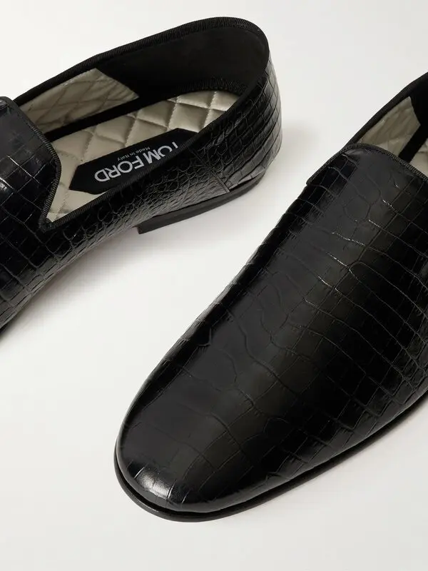 TOM FORD Steven Croc-effect Leather Loafers - Black