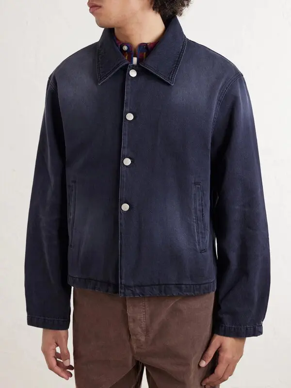MFPEN Union Cropped Garment-dyed Organic Denim Jacket