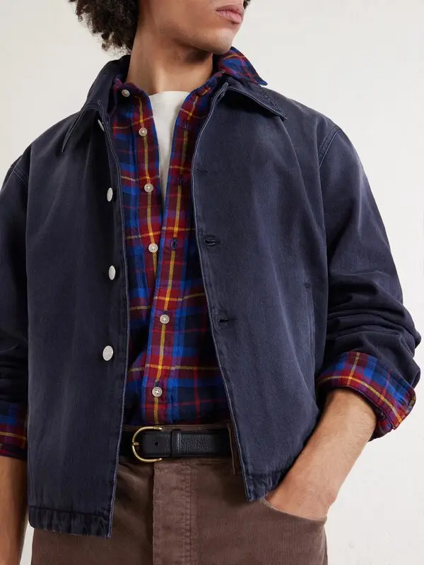 MFPEN Union Cropped Garment-dyed Organic Denim Jacket
