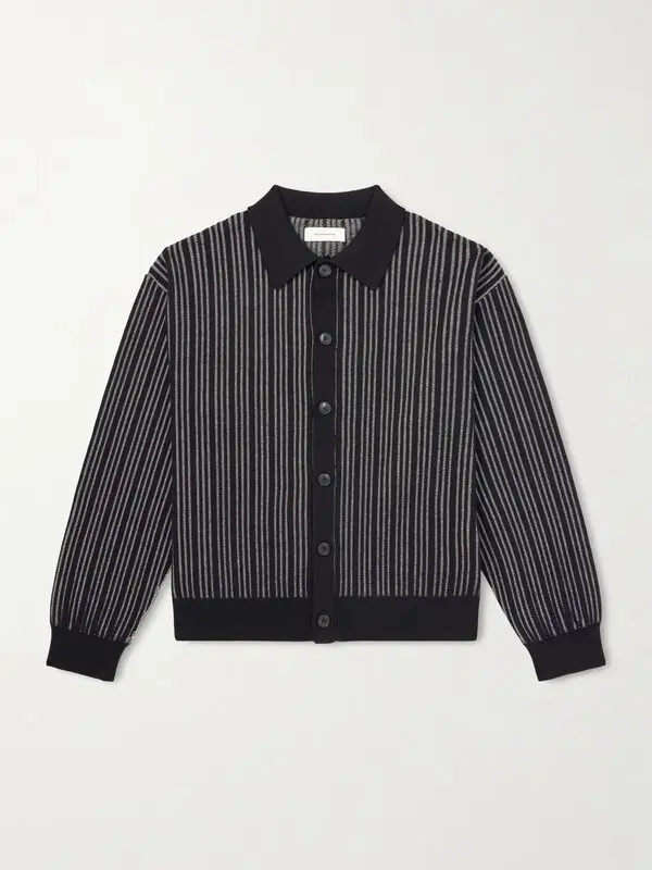 MFPEN Formal Striped Ribbed Cotton Cardigan - Black