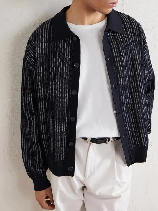 MFPEN Formal Striped Ribbed Cotton Cardigan