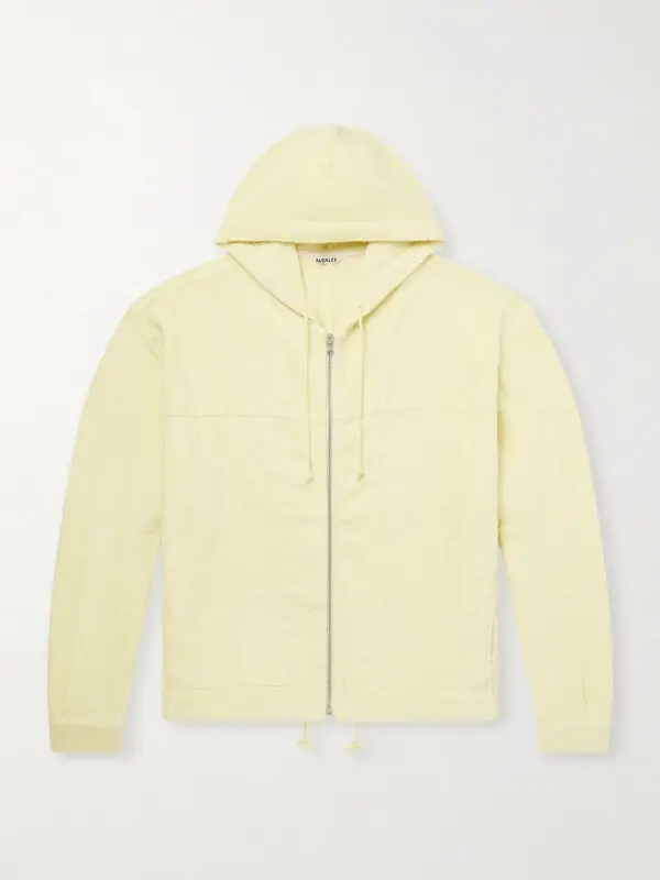 Auralee Cotton-blend Terry Zip-up Hoodie - Yellow