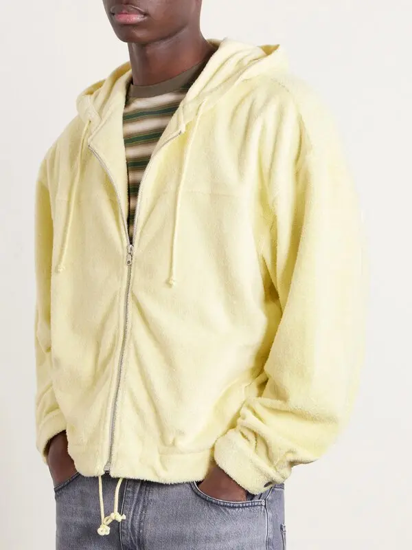 Auralee Cotton-blend Terry Zip-up Hoodie - Yellow