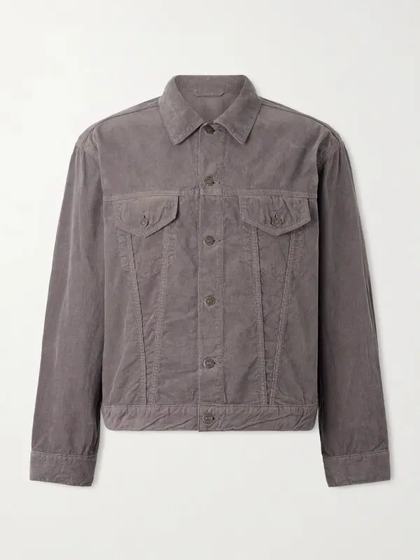 KAPTAIN SUNSHINE T-3 Cropped Cotton-corduroy Jacket - Gray