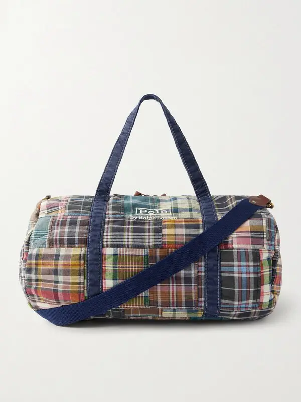 Polo Ralph Lauren Large Patchwork Checked Cotton-madras Duffle Bag - Blue