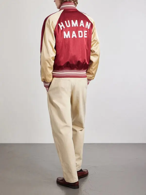 HUMAN MADE Reversible Logo-appliquéd Cotton-blend Satin Bomber Jacket