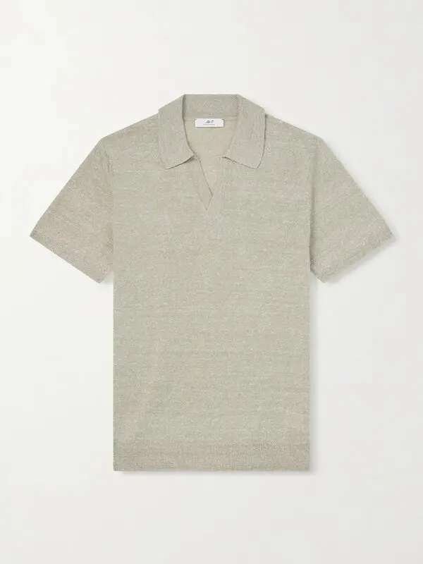 Mr P. Linen And Cotton-blend Polo Shirt - Green