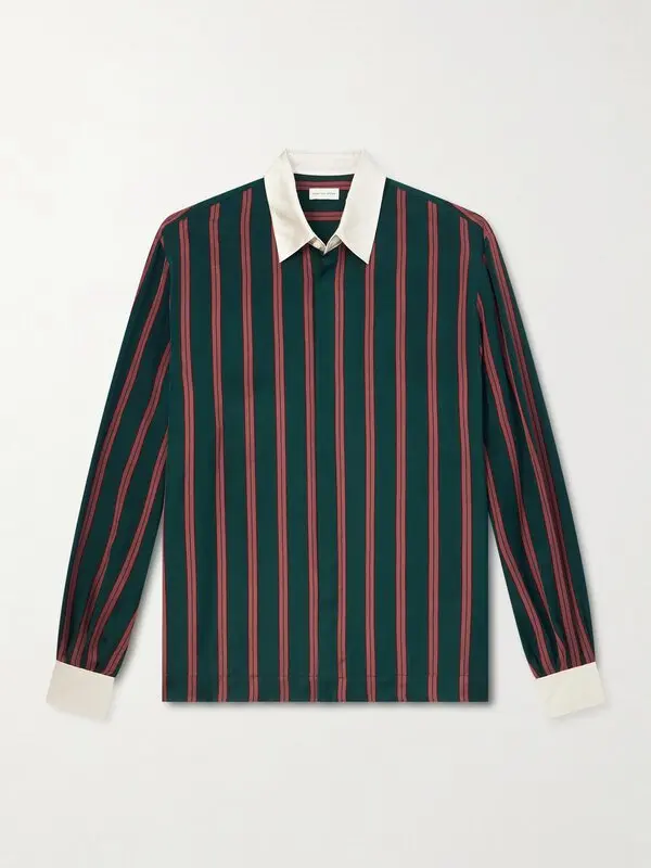 Dries Van Noten Striped Satin Shirt - Green