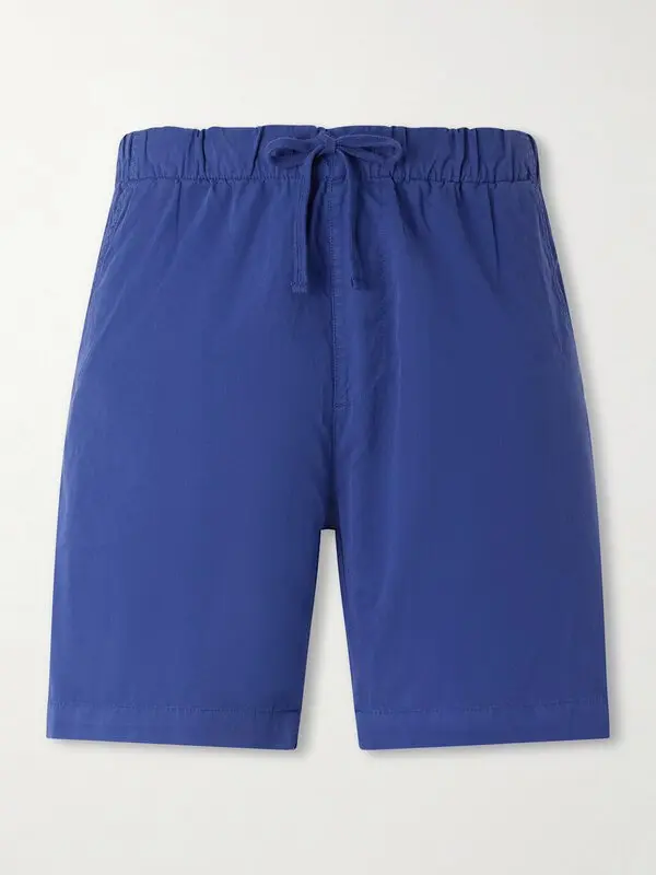 Hartford Joggy Slim-fit Cotton Drawstring Shorts - Blue