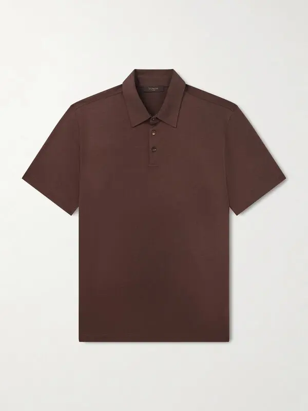 SLOWEAR Cotton And Silk-blend Jersey Polo Shirt - Brown