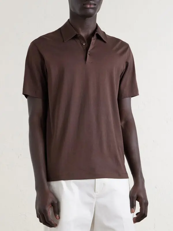 SLOWEAR Cotton And Silk-blend Jersey Polo Shirt - Brown