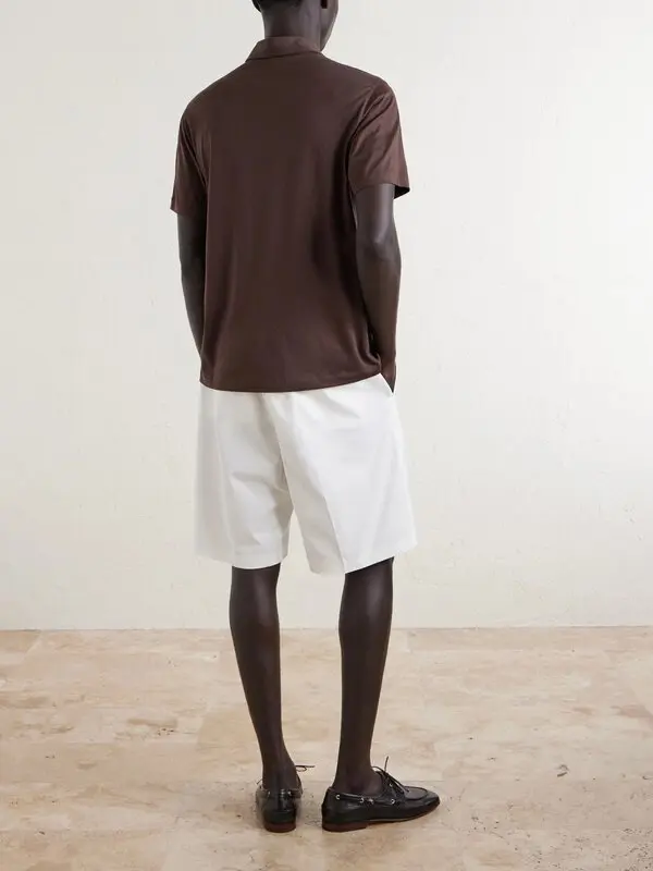 SLOWEAR Cotton And Silk-blend Jersey Polo Shirt - Brown
