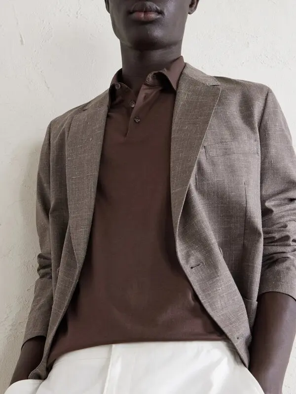 SLOWEAR Cotton And Silk-blend Jersey Polo Shirt - Brown