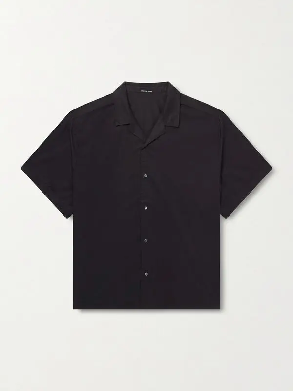 JAMES PERSE Convertible-collar Cotton-blend Poplin Shirt - Black
