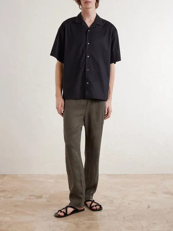 JAMES PERSE Convertible-collar Cotton-blend Poplin Shirt