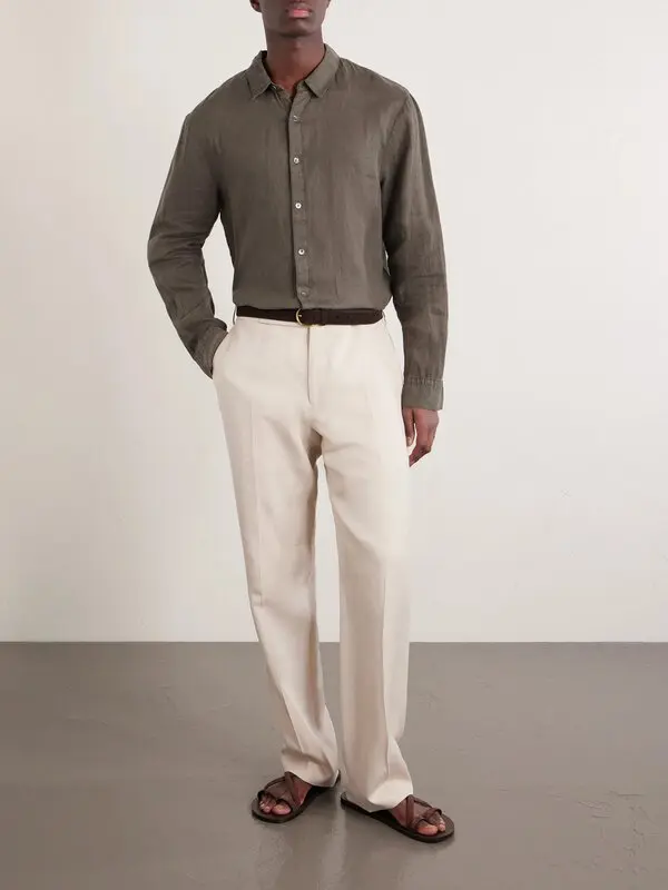 JAMES PERSE Garment-dyed Linen Shirt - Green
