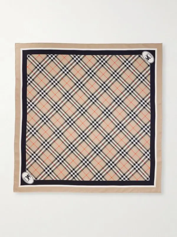 Burberry Logo-print Checked Silk-twill Scarf