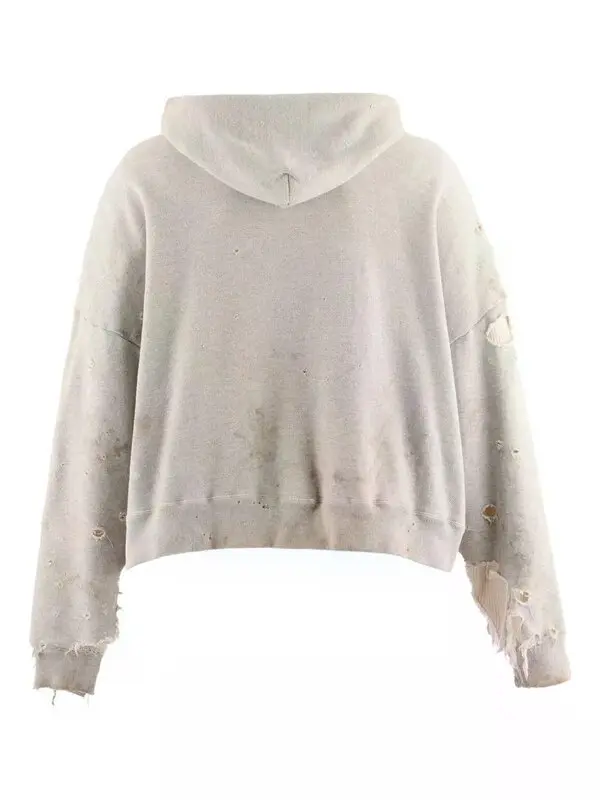 SAINT MXXXXXX Ripped Hooded Zip Sweater