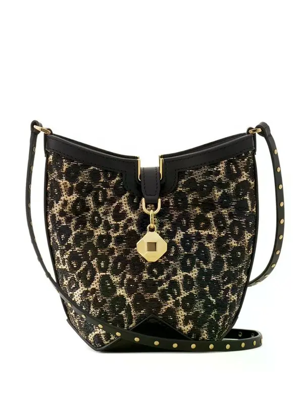 LANVIN Leopard Studded Bucket Bag - Black