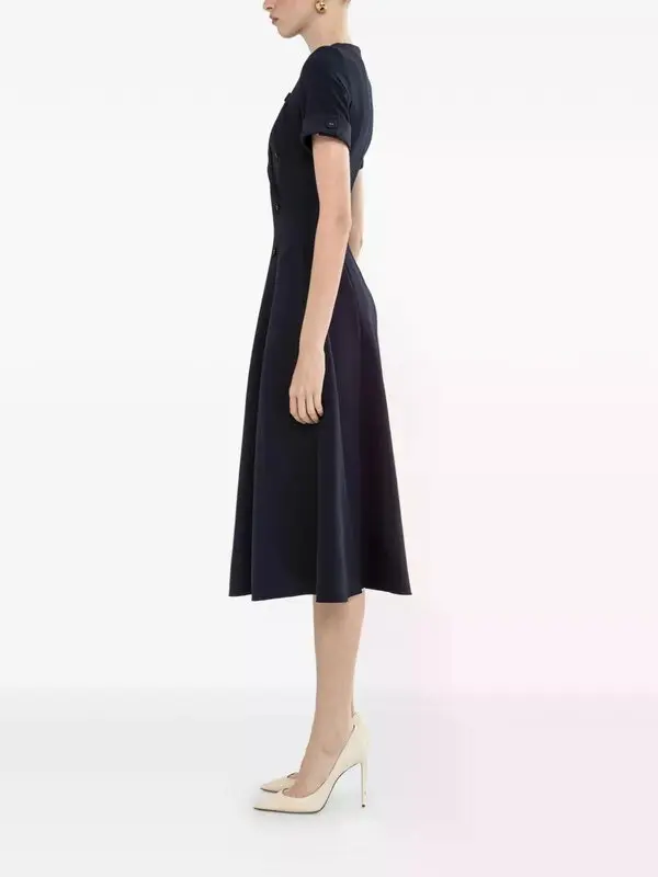 NISSA A-line Midi Dress With Button Embellishment