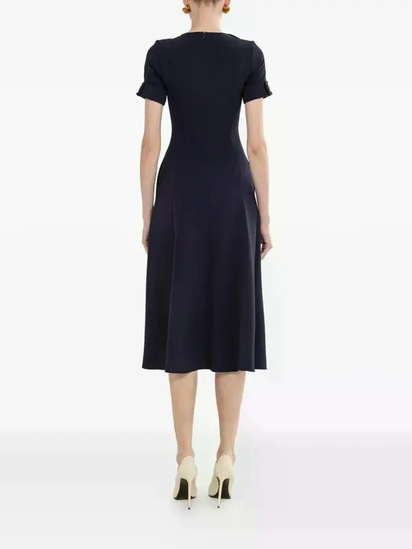 NISSA A-line Midi Dress With Button Embellishment