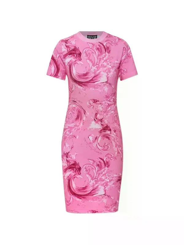 Versace Barocco-print Mini Dress - Pink