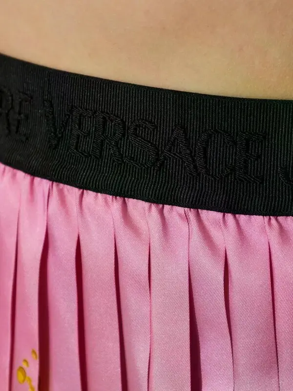 Versace Printed Twill Pleated Mini Skirt - Pink