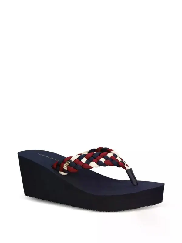 Tommy Hilfiger Braided Wedge Slides - Red