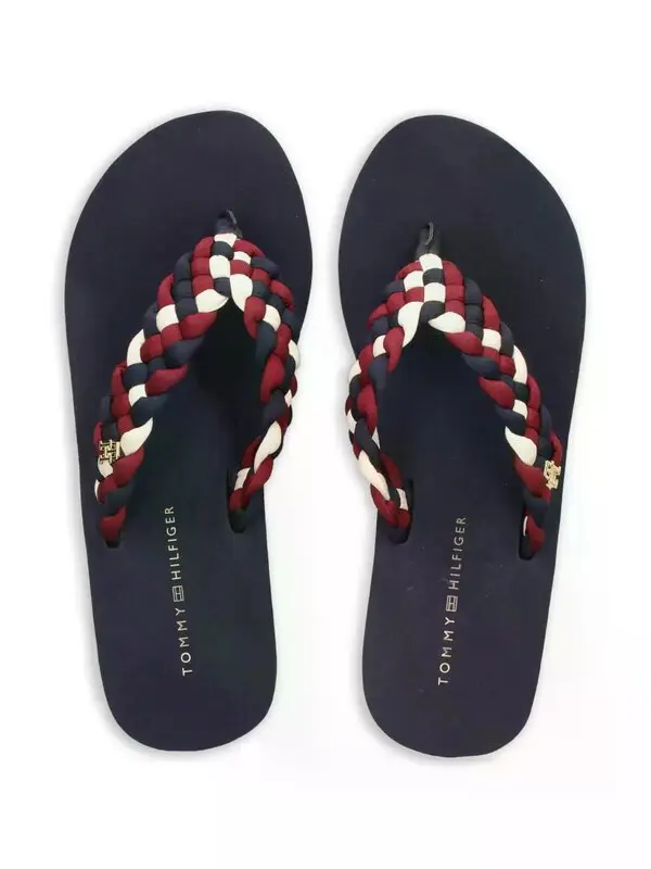 Tommy Hilfiger Braided Wedge Slides - Red