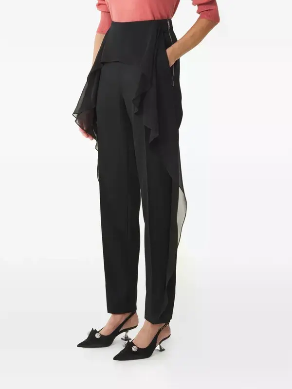 LANVIN Ruffle-detail Side-zip Trousers - Black