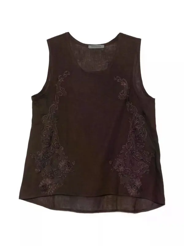 MAURIZIO BRASCHI Embroidered Top - Brown