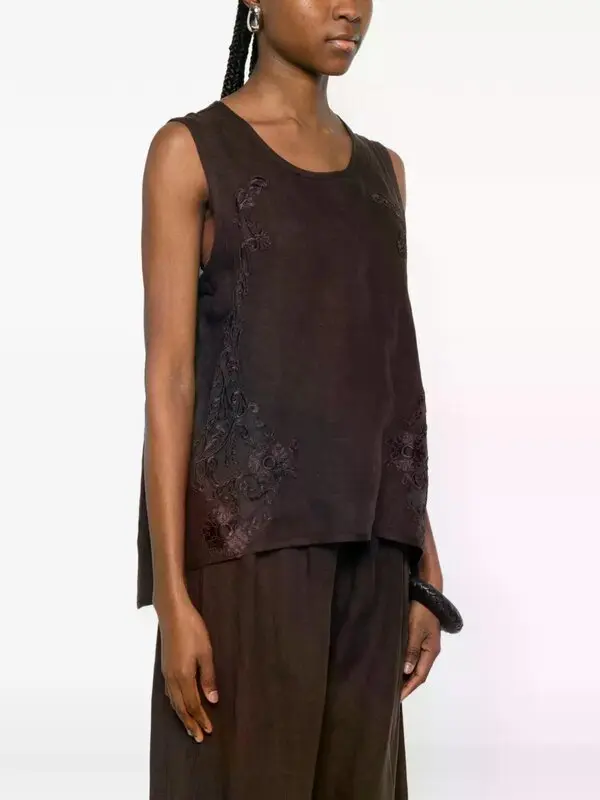 MAURIZIO BRASCHI Embroidered Sleeveless Top