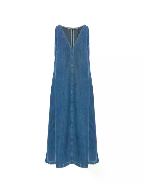 SAMSOE SAMSOE Saskylar V-neck Sleeveless Denim Maxi Dress - Blue