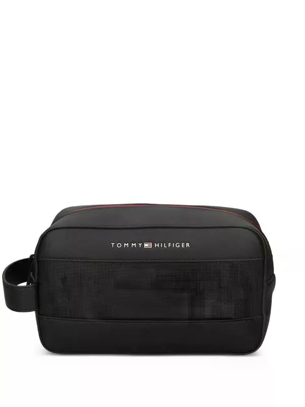 Tommy Hilfiger Mixed-texture Handle Wash Bag - Black